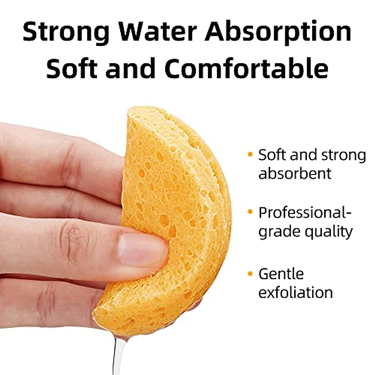60-Count Compressed Facial Sponges|100% Natural Kickleen Cellulose Cosmetic Spa Sponges for Daily Facial Cleansing|Makeup and Mask Removal | Exfoliating | Skin Massage | Pore Exfoliation (Yellow)