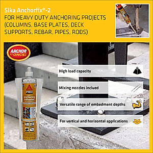Sika Anchorfix-2, super strength anchoring adhesive, Two component anchor system for threaded bars in uncracked concrete, 10.1 fl. Oz