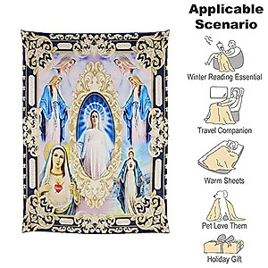 Ultra Soft Virgin Mary Blanket Lightweight Microfiber Plush Our Lady of Guadalupe Flannel Blanket All Seasons Warm Cozy Fuzzy Throw for Sofa Couch Bedding Living Room (51''x 59'')