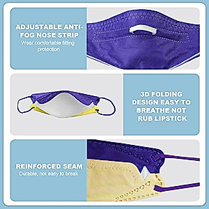 Sheal Individually Packaged Disposable 4 Ply 50PCS 5-Colors Gradient Face Masks with Colorful Elastic Earloops for Adult