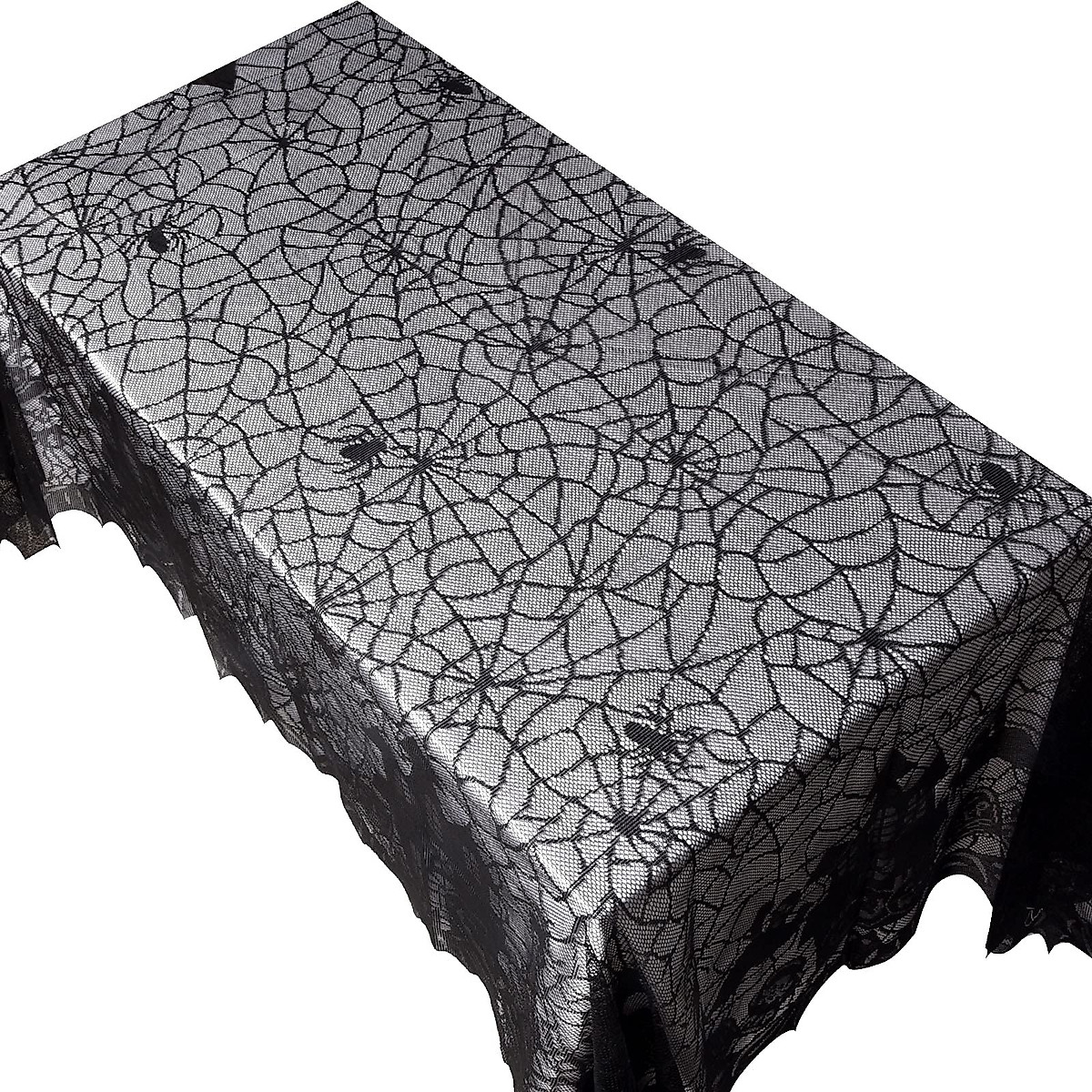 HOVEOX 1 Pack Halloween Tablecloth Halloween Spider Web Tablecloth Table Cover Black Lace Spider Web Table Cover for Halloween Party Decorations