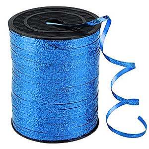 500 Yards Silver Shiny Curling Ribbon Metallic Balloon Roll for Party Festival Art Craft Decor,Florists, Weddings, Crafts and Gift wrap. (Blue)