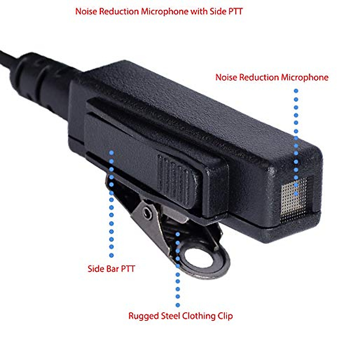 Klykon 2-Wire Covert Acoustic Tube Surveillance Earpiece Headset Mic PTT Kit for Motorola XPR3500e XPR3000 XPR3300 XPR3300e XPR3500 Two Way Radio Walkie Talkie