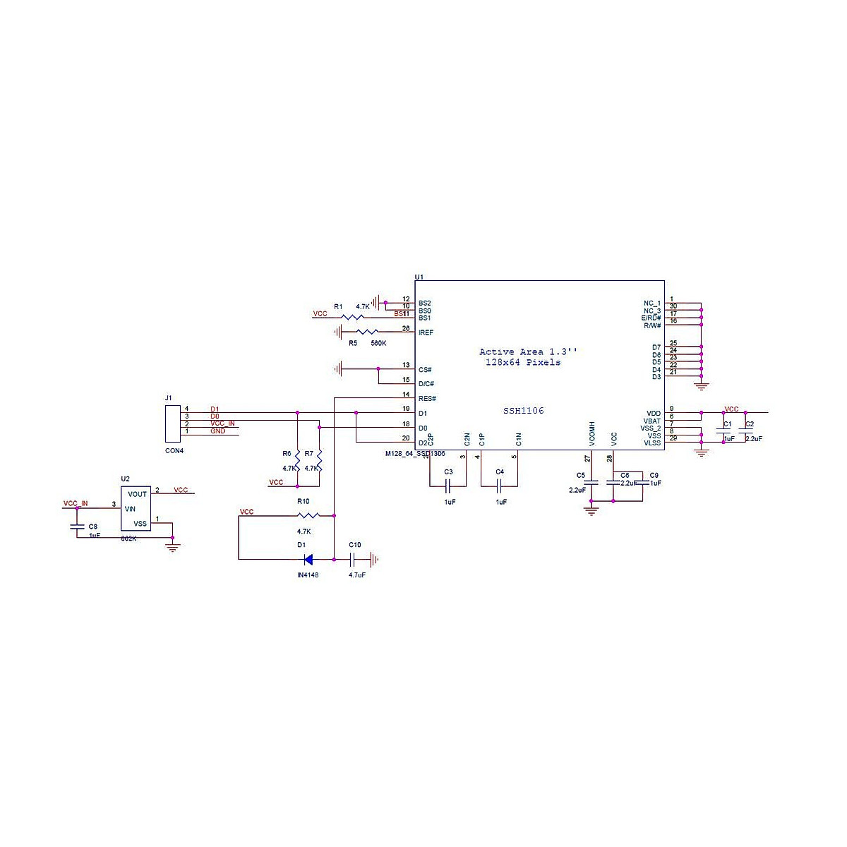 Hailege 1.3" SSH1106 IIC I2C OLED LCD Display 128x64 OLED Display Module for Arduino AVR PIC STM32 51 Raspberry Pi