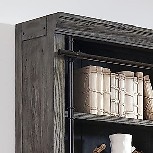 Martin Furniture Avondale 8' Tall Bookcase Wall with Ladder, Storage Organizer, Display Shelf for Office, Gray