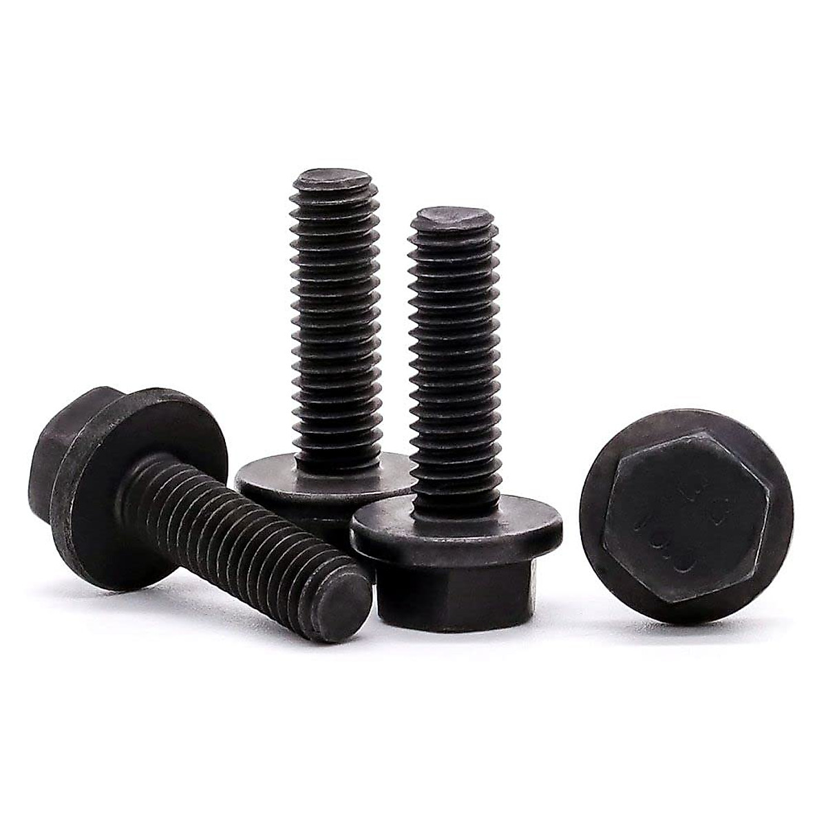 Glvaner M6-1.0 x 16mm (25 pcs) Alloy Steel Flanged Washer Head Hex Bolts, Extra-Large Washer Head, 10.9 Grade Black Oxide Finish GB5789 Full Thread