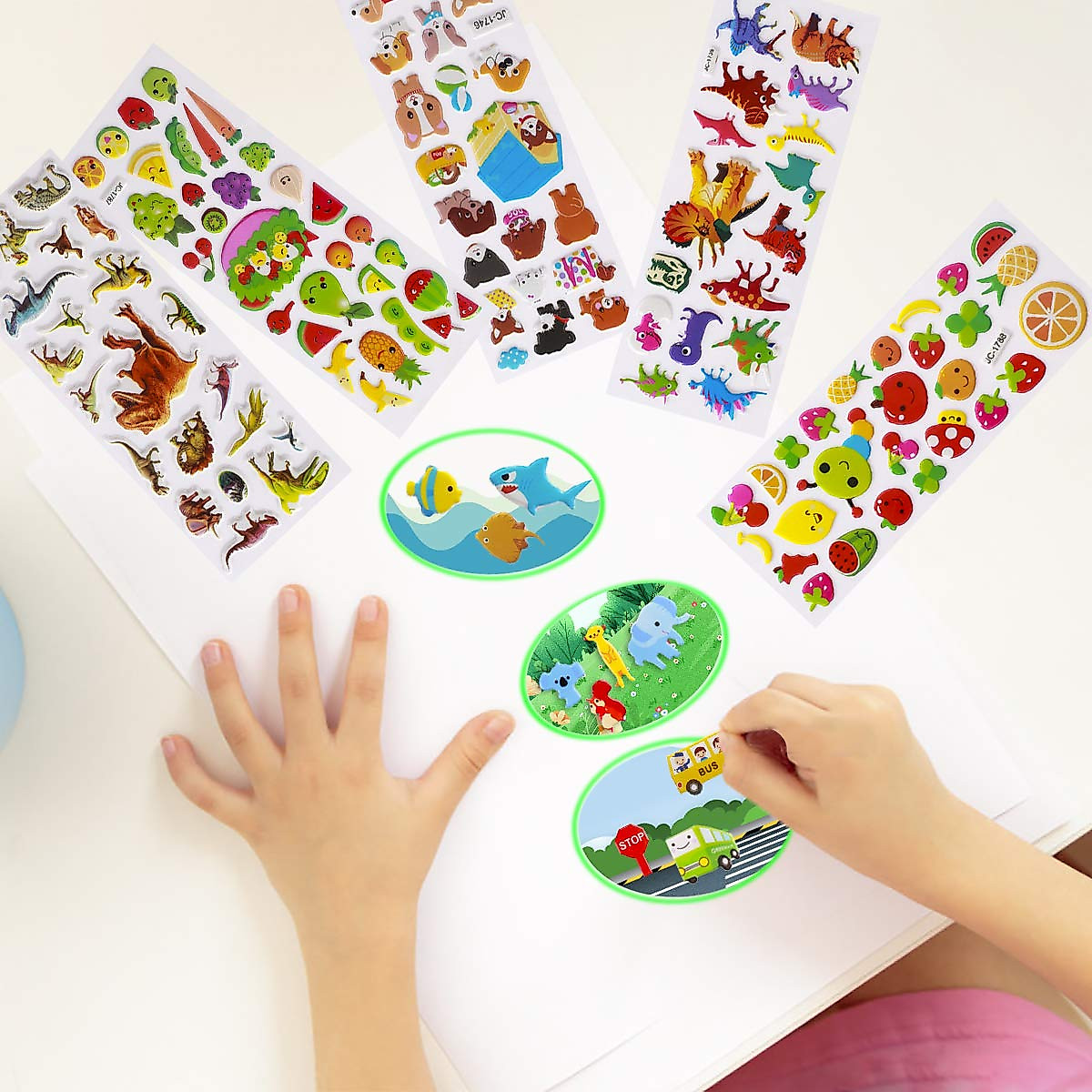 3D Stickers for Kids Toddlers 550+ Vivid Puffy Kids Stickers 24 Different Sheets, Colored 3D Stickers for Boys Girls Teachers, Reward, Craft Scrapbooking