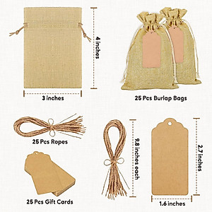 50 Pcs Burlap Gift Bags 5x8 Inch, Linen Sacks Bag with Drawstring for Gifts Candy Small Items, Reusable Jewelry Pouches for Art DIY Craft Coffee Present Wedding Favors Household Use, Brown