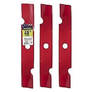Maxpower 561144B 3-High Lift Blade Set for 48" Exmark Replaces OEM #'s 103-6401 and 103-6401-S, Red