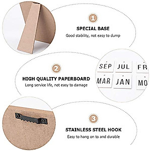 Garneck Wooden Desktop Calendar Wall Hanging Calendar Manual Perpetual Calendar Planner Schedule Year Calendar for Desk Top Office Home Decoration (White)