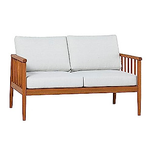 Walker Edison Dekian Modern Outdoor Spindle Style Double Lounge, 51 Inch, Brown