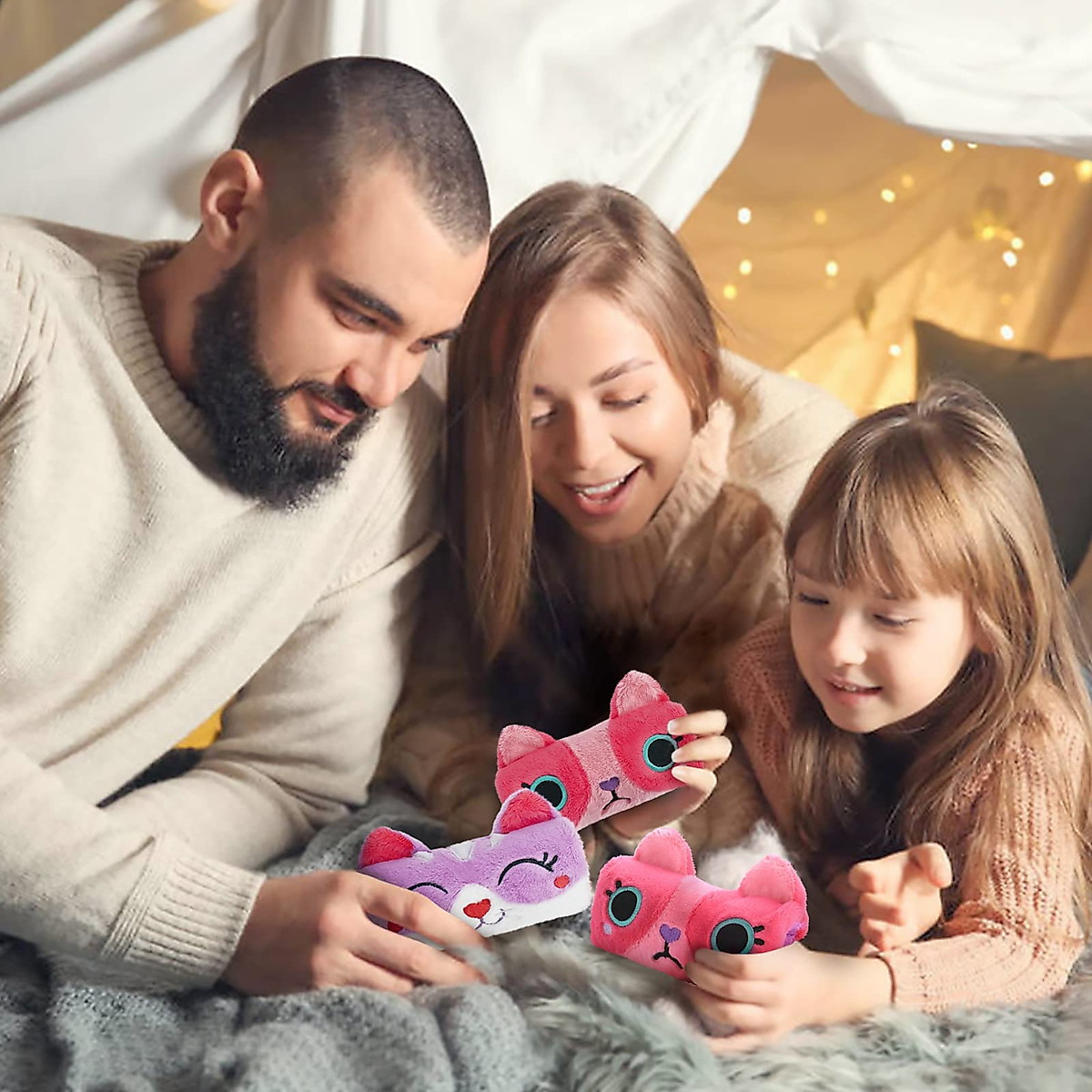 EASYLEISURE Reversible Plushie Bear Stuffed with Water Wiggler Sensory Fidget Stress Relief Water Snake flip Plush Toy Double Sided with Moods Happy and Angry