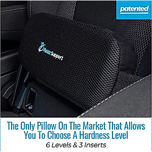 RELAX SUPPORT RS5 Lumbar Support Pillow for Car Back Support - Lumbar Roll w/Multiple Inserts for 6 Customized Firmness Levels for a Pain Free Driving - Adjustable Chair Back Support for Car Seat