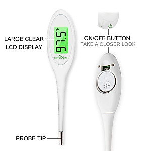 8 Sec Fast Reading Easy@Home Digital Oral Thermometer for Adult, Kid and Baby, Oral, Rectal and Underarm Temperature Measurement for Fever with Two-Color LCD Display Backlit and Alarm EMT-A12
