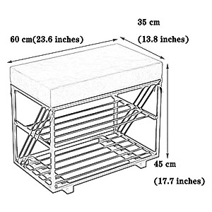 ALDEPO Shoe Cabinet Bench Shoe Rack with Storage Simple and Creative Wrought Iron Structure Shoe Changer Stool with Soft Cushion Shoe Rack Double Layer Bench Large Capacity
