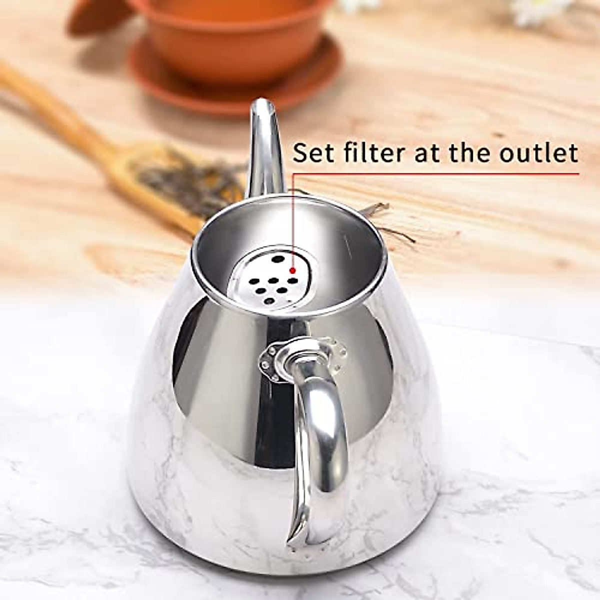 SANQIAHOME Stainless Steel Teapot Coffee Servers 1200ml