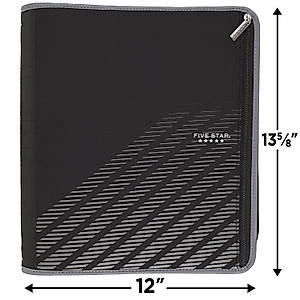 Five Star Zipper Binder, 2 Inch 3 Ring Binder, Xpanz, Gray Lines (29040Hx9)