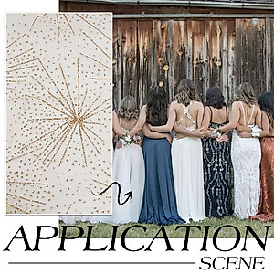 MAYJOYDIY Bisque Sparkly Sequin Tulle Fabric by The Yard, 59inch Width Star Embroidered Fabric Firework Mesh Gilded Lace Fabric for Wedding Reception, Tables, Party Costume Decoration