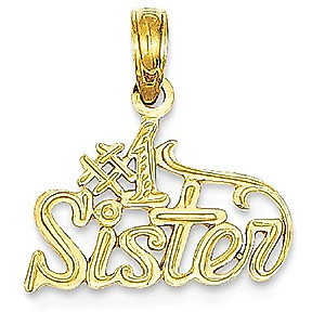 IceCarats 14K Yellow Gold Best Sister Necklace Charm Pendant 17mm x 15mm Only