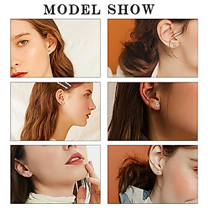 LOYALLOOK 12 Pairs Earrings for Women Studs Set Dainty Surgical Steel Earrings Tiny CZ Flower Heart Star Ball Silver Stud Earrings for Women