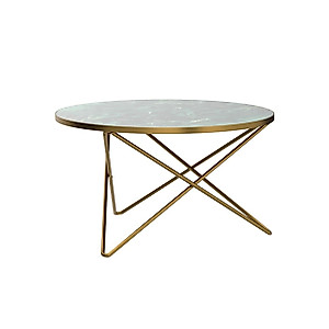 HLR Round coffee table with Green Faux Marble Top