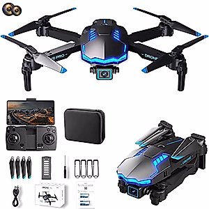 Drone with 4K FPV Dual Camera for Kids and Adults Mini Foldable RC Airplane WiFi RC Quadcopter Drone Off Track Headless Mode One Button StartSmart Obstacle Avoidance Speed Smart 4 (Blue, One Size)