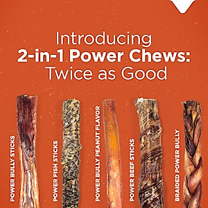 Natural Farm Power Beef Sticks Dog Chews (6”, 5-Pack), 2-in-1 Power Chews: Premium Beef Cheek Wrapped in Beef Esophagus for Double Chewing Time, Promotes Dental Health, Great for Medium Dogs