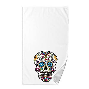 VunKo Sugar Skull Kitchen Dish Towel Soft Highly Absorbent Dia de Muertos Hand Towel Home Decorative Multipurpose for Bathroom Hotel Gym and Spa 15.7 x 27.5 Inches White