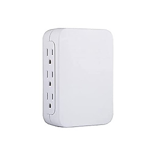 GE Pro 6 Outlet Wall Tap Surge Protector, Side Access, Power Outlet Adapter, 3 Prong Wall Mount, Plug In Outlet Extender, 860 Joules, Warranty, UL Listed, White, 33805