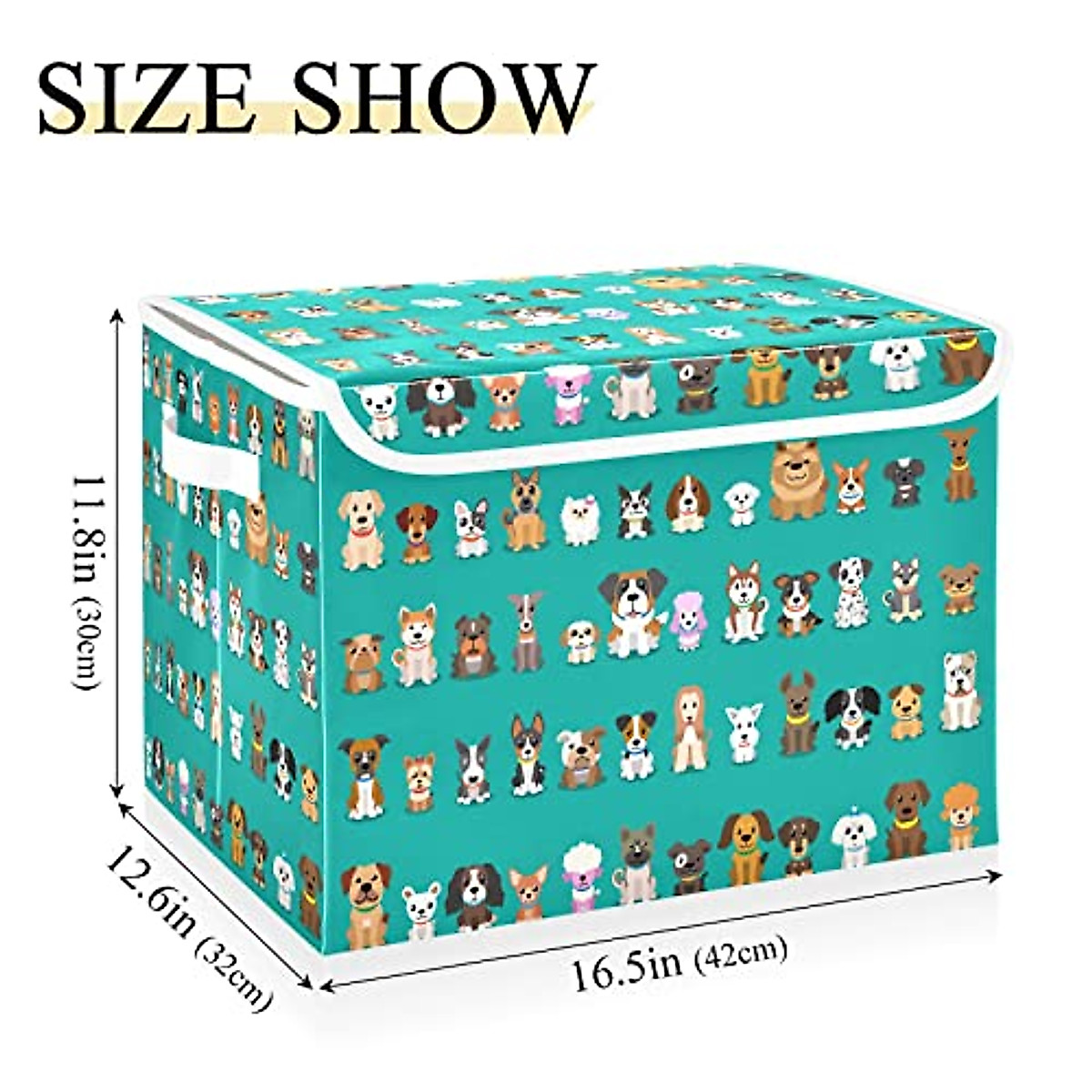 innewgogo Different Cartoon Dogs Storage Bins with Lids for Organizing Closet Organizers with Handles Oxford Cloth Storage Cube Box for Living Room