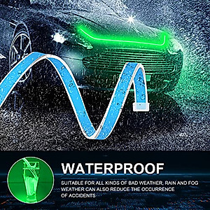 Chemini Led Hood Light for Truck Flexible Car Hood Light 60 Inch Green Daytime Running Light 12V Flexible Headlight Waterproof Hood Led Light Strip for Truck, Vans, SUVs-1Pack