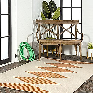 JONATHAN Y SMB204A-5 Vinales Diamond Stripe Indoor Outdoor Farmhouse Transitional Traditional Area Rug,High Traffic,Kitchen,Living Room,Backyard,Non Shedding,5 X 8,Beige/Terracotta
