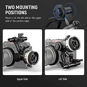 NEEWER Mini Follow Focus with A/B Stops, Lens Gear Ring, 15mm Rod & Rod Clamp for Cinema Camera, DSLR/Mirrorless Camera, Compatible with Lens Diameter Up to 114mm, PG001