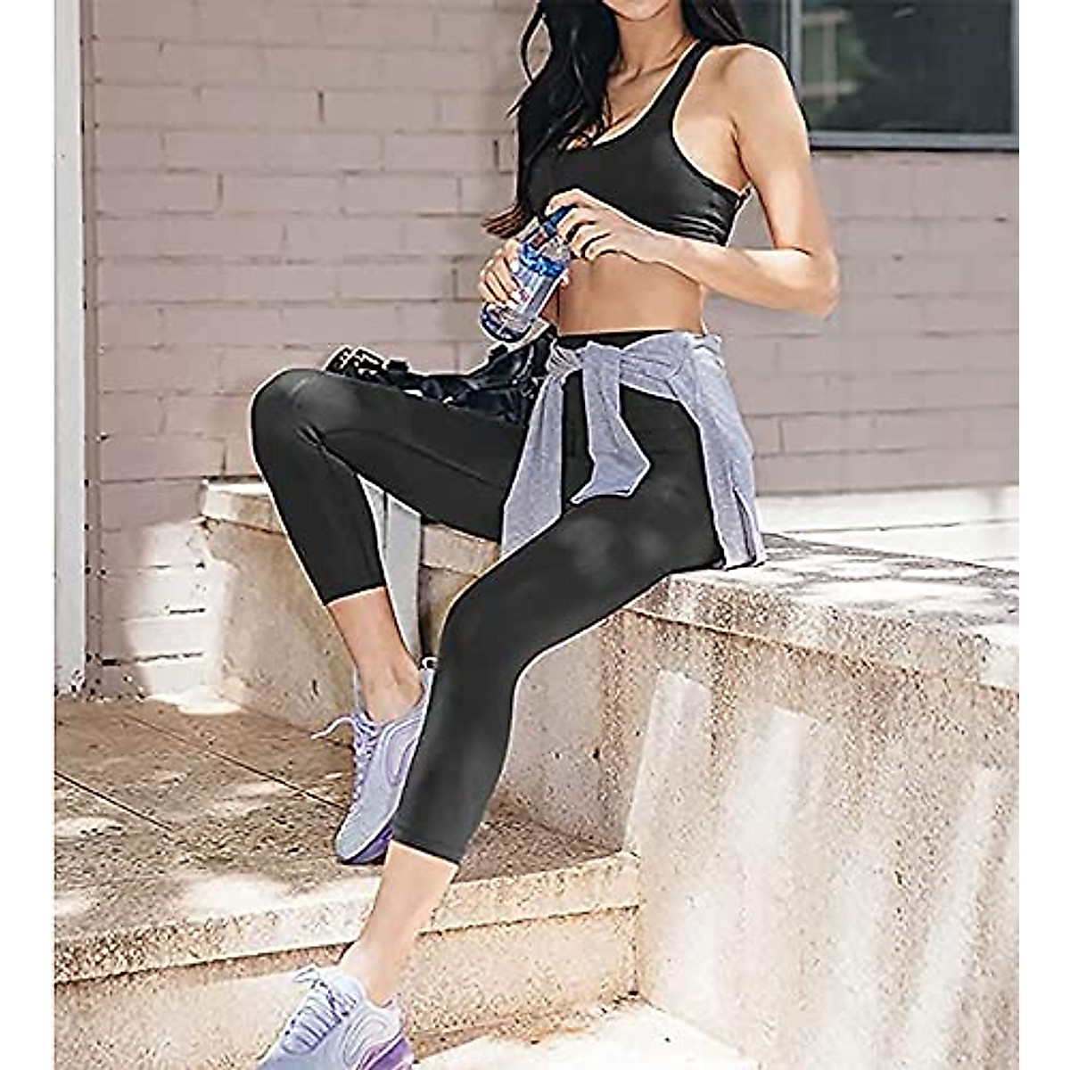 FULLSOFT 3 Pack Capri Leggings for Women with Pockets High Waisted Black Workout Yoga Pants (1-3 Pack Capri Black,Black,Black(with Pockets), 2X-Large-3X-Large)