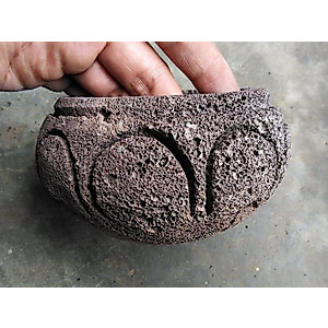 KamelarLava Succulent Pot, Bonsai Pot, Gray Carved Oval Pot, 6 ", Volcanic Pot, one Piece of Packaging