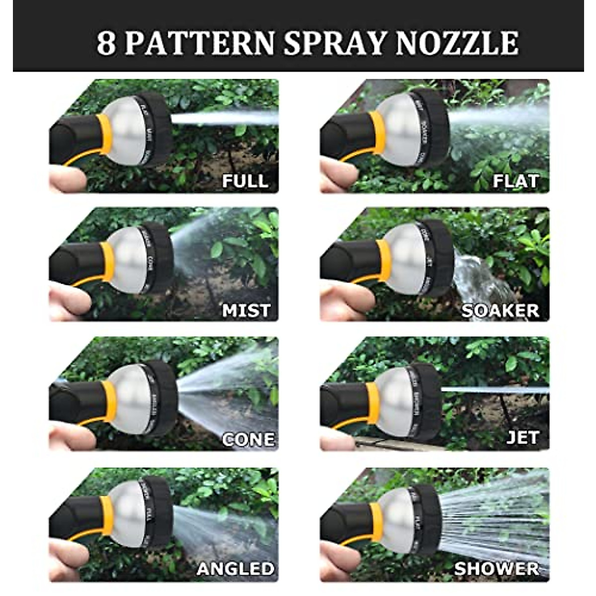 TheFitLife Garden Hose Nozzle Spray, Water Nozzle with 8 Adjustable Watering Patterns,Cleaning, Slip and Impact Resistant for Watering Plants, Pets Bathing and Car Washing