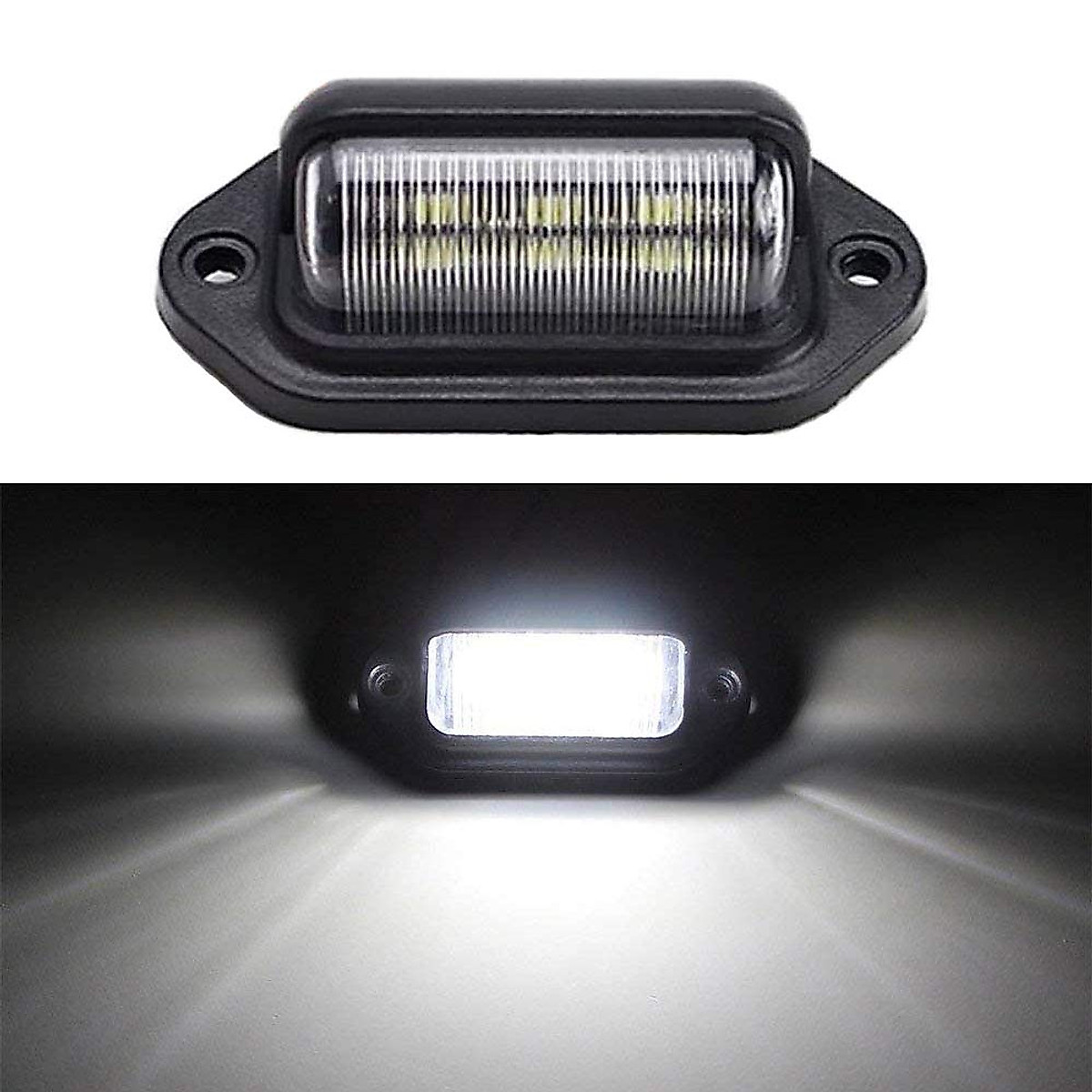 JEDEW License Plate Light (2 Pack), 12V 6-SMD LED License Plate Lamp Taillight for Truck SUV Trailer Van, Step Courtesy Lights, Dome/Cargo Lights