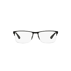 Ray-Ban RX6335 Rectangular Prescription Eyeglass Frames, Matte Black/Demo Lens, 56 mm