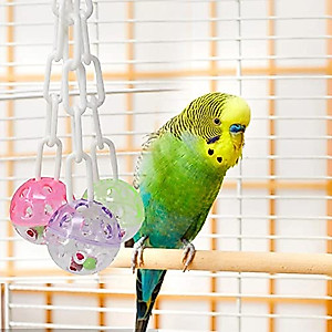 angel3292 Parrot Toy Colorful Bell Ball Plastic Hanging Toy Cute Bird Chew Toy Cage Toy for Cockatiel Parakeet Parrot Chew Toy Bite
