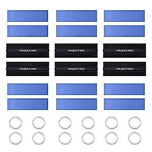 HASAYAKI 6 Pack 70x24x3 mm Aluminum Heat Sink Sets, with Adhesive Thermal Pads for Cooling PC PS AIO HDD SSD Router TV Stick and More