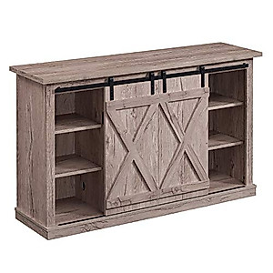 Twin Star Home Sliding Barn Door TV Stand, Ashland Pine
