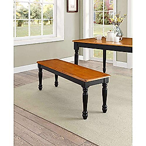 Better Homes and Gardens Autumn Lane Farmhouse Bench, Black and Oak