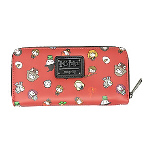 Loungefly Harry Potter Chibi Characters Maroon Allover Print Zip Around Wallet