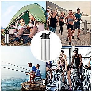 10 Pieces Aluminum Water Bottle 20 oz Leak Proof Aluminum Reusable Bottles Lightweight Portable Sports Water Bottle Bike Water Bottles Snap Lid Metal Water Bottle for Travel (Silver)