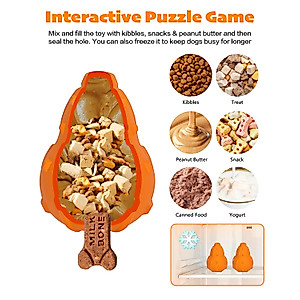 SCHITEC Treat Dispensing Dog Toy, Interactive Puzzle Feeder Fillable Enrichment Toys, Tough Rubber Puppy Chew Toy for Small Medium Dogs