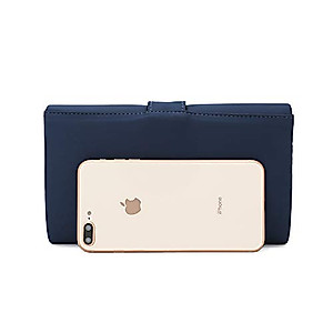 CHARMING TAILOR Evening Bag Diamantes Embellished Satin Clutch Handbag for Woman Classy Party Purse with Beaded Brooch (Navy)