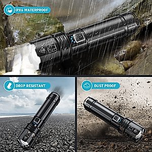 Sigoobal Rechargeable LED Flashlights High Lumens,900000 Lumen Super Bright Flashlight with USB Output, 20 Hours Runtime 5000ɱAh Large Capacity Flash Light, Powerful Flashlight for Home, Camping