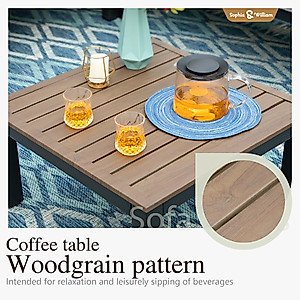 Sophia & William 6 Pieces Outdoor Patio Furniture Set, Metal Sectional Sofa Set Patio Conversation Set with Cushions-2 x Single Sofa with Side Table,2 x Single Sofa,1 x 2-Seat Sofa,1 x Tea Table