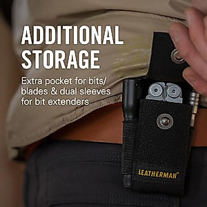 LEATHERMAN, Premium Nylon Snap Sheath with Pockets, Fits 4" to 4.5” Multi-Tools, Black, Large