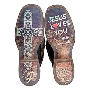 Tin Haul Women's Salvation Western Boot Broad Square Toe Brown 9 M US